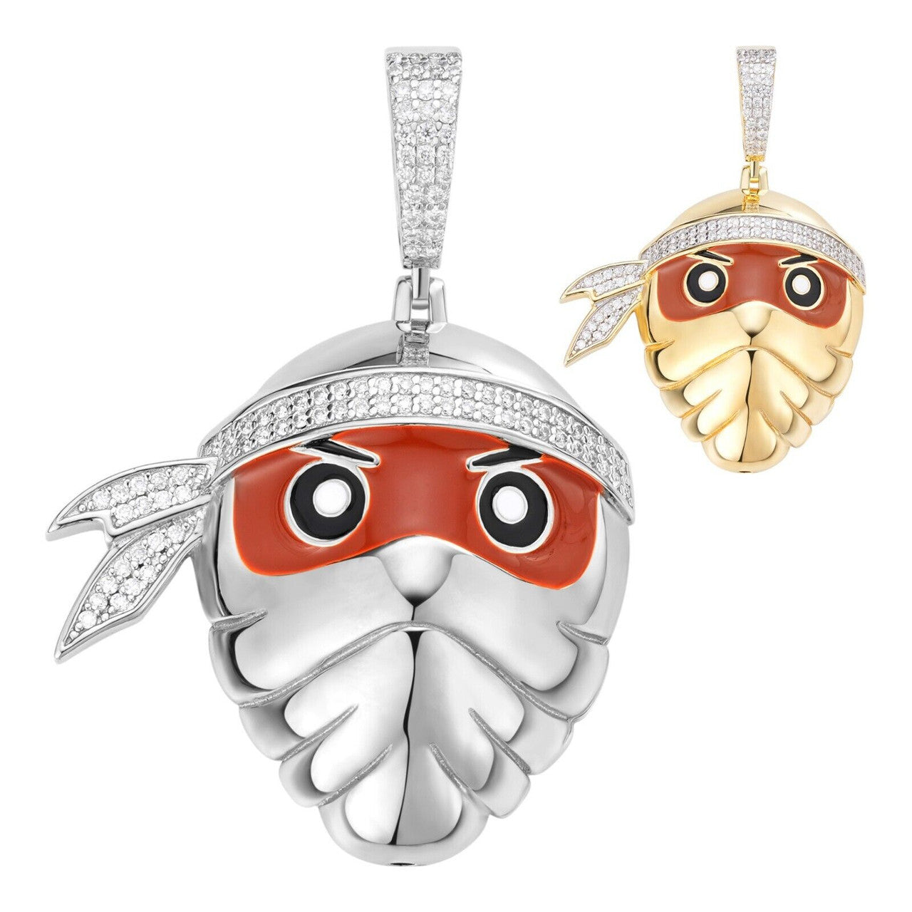 MOISSANITE Ninja Fighter Iced Out Pendant - 14k Yellow Gold Vermeil Or ...