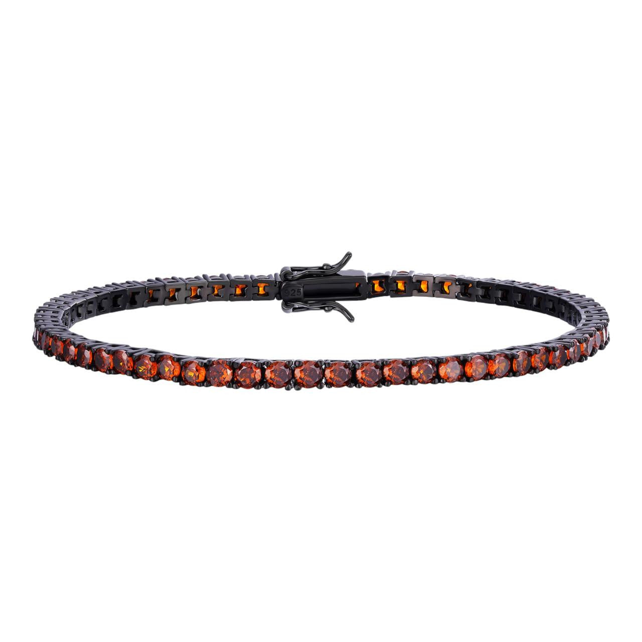 3mm Deep Red CZ Tennis Bracelet Real Iced 925 Sterling Silver Mens Lad ...