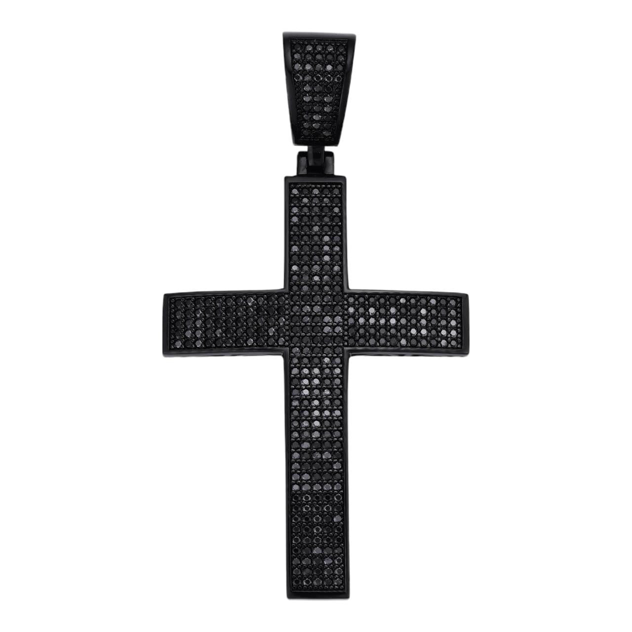 Black Moissanite Cross Pendant - Black Rhodium 925 Silver – Harlembling