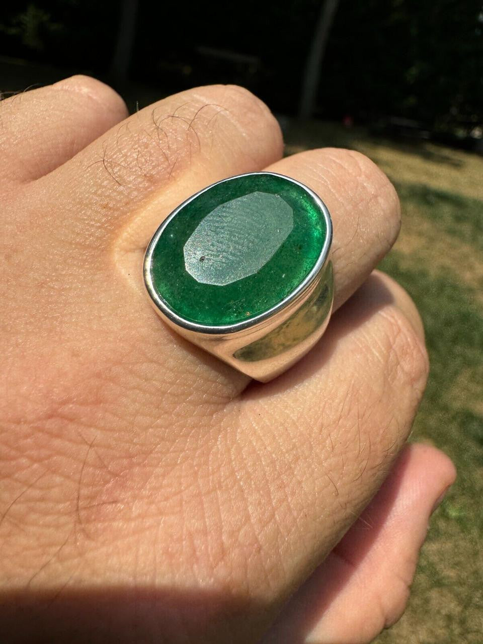 Hollywood Swag Ring - 925 Silver Large Emerald Ring – Harlembling