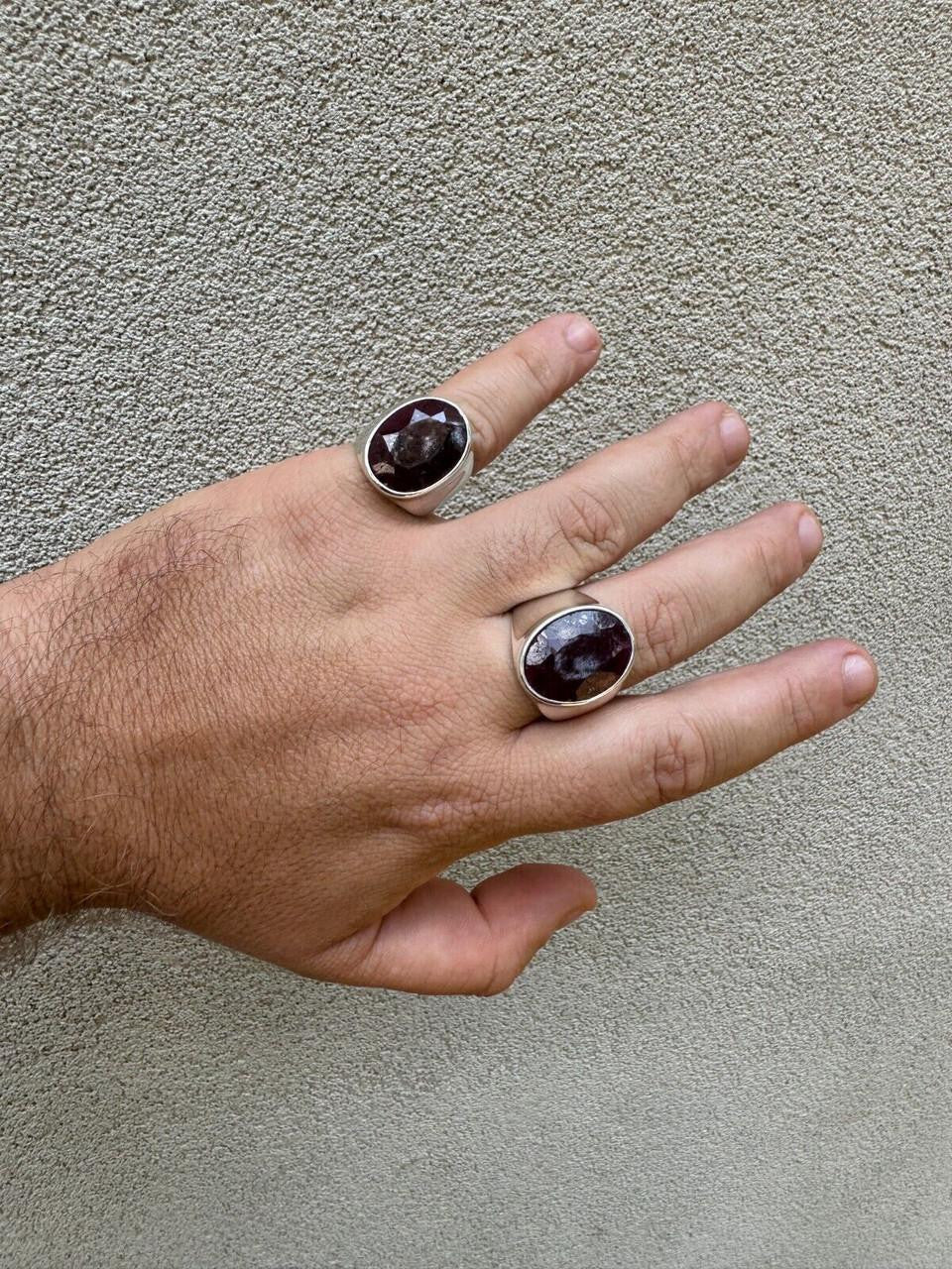 925 Silver - Genuine Ruby Stone Mens Ring | Large Ruby Ring – Harlembling