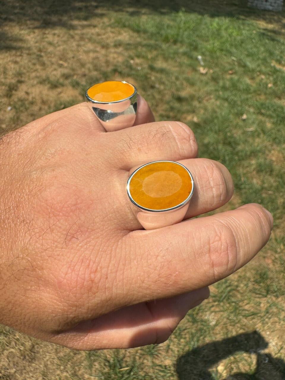 925 Silver - Genuine Yellow Sapphire Ring for Men – Harlembling