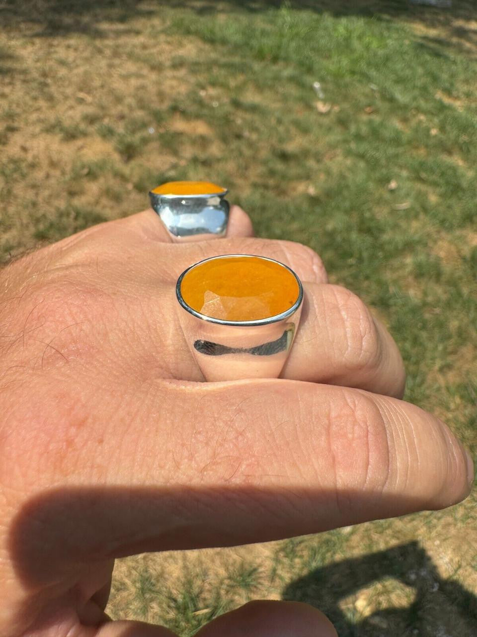925 Silver - Genuine Yellow Sapphire Ring for Men – Harlembling