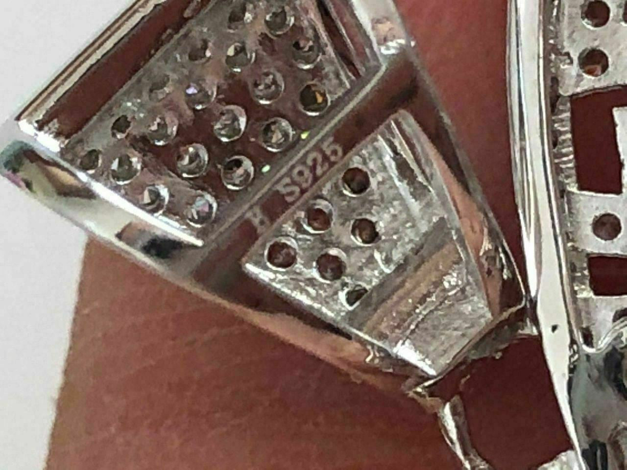 Mens Solid 925 Silver Real Icy 1ct Diamond Dog Tag Cross Pendant 14k G ...