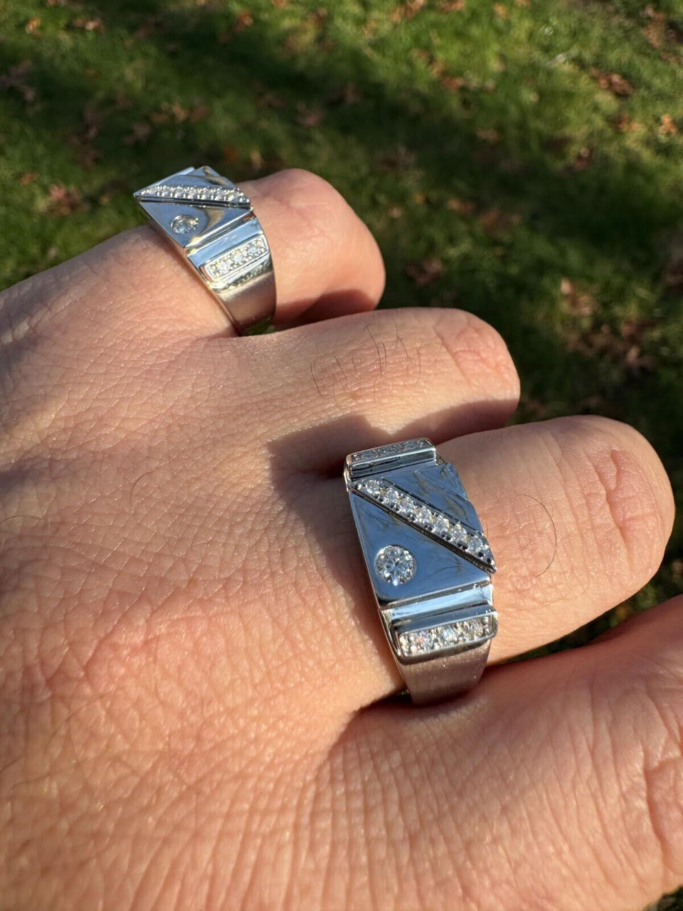 Mens Solid 925 Sterling Silver Iced Out Moissanite Ring - Sizes 6-13 ...