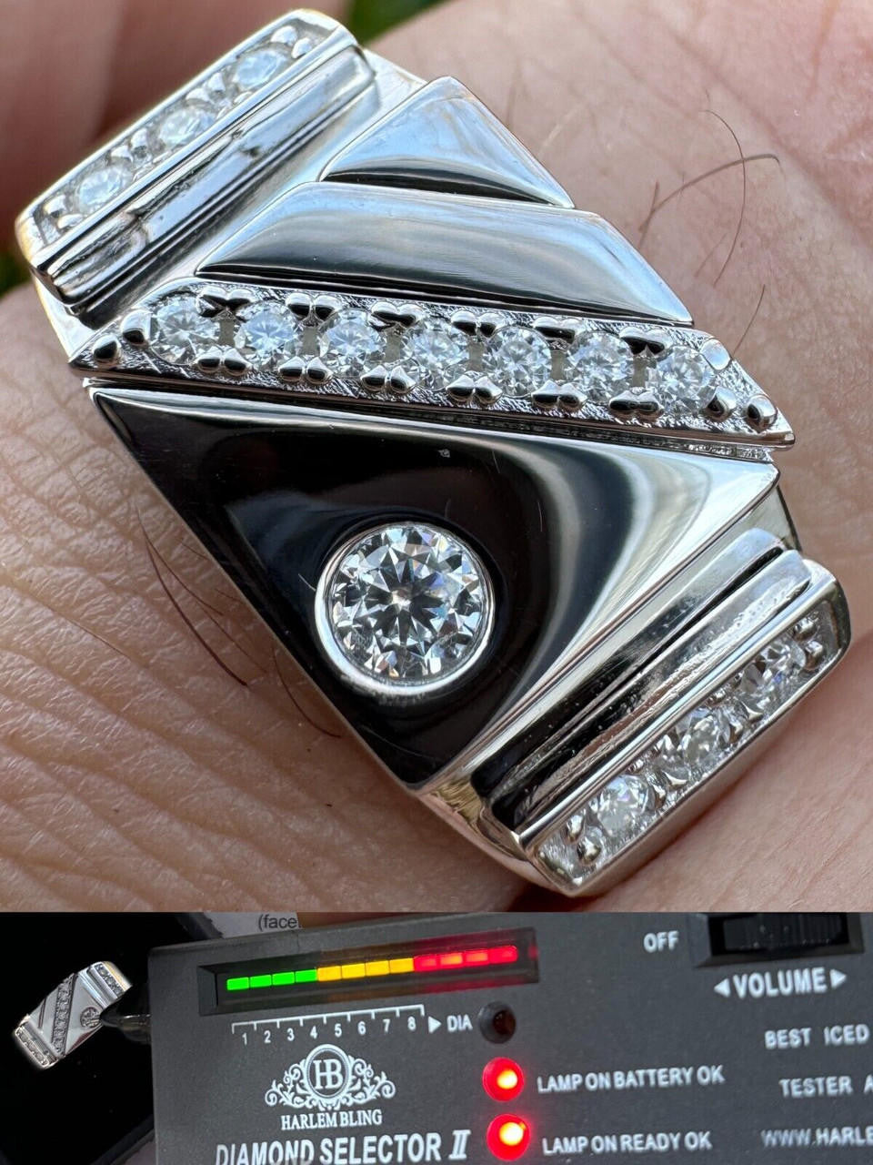 Mens Solid 925 Sterling Silver Iced Out Moissanite Ring - Sizes 6-13 ...