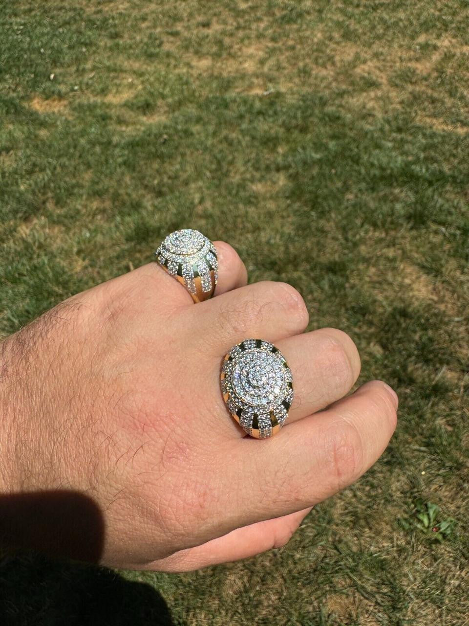 MOISSANITE Rapper Large Kings Dome Iced Hip Hop Ring 14k Gold Over 925 ...