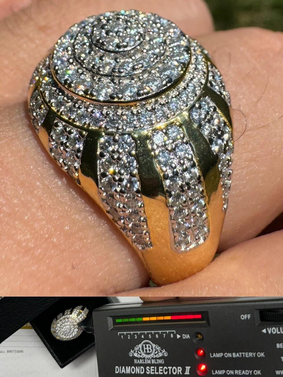 MOISSANITE Rapper Large Kings Dome Iced Hip Hop Ring 14k Gold Over 925 ...