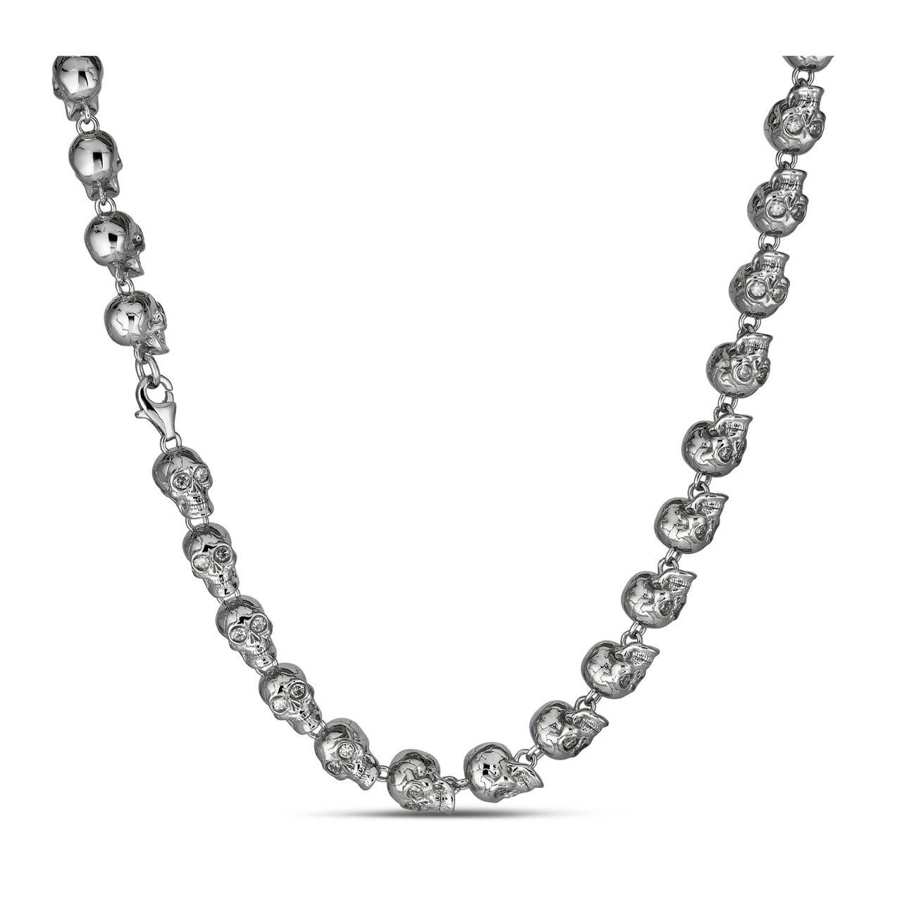 Custom Solid 925 Sterling Silver Skull Death Link Chain Necklace W ...