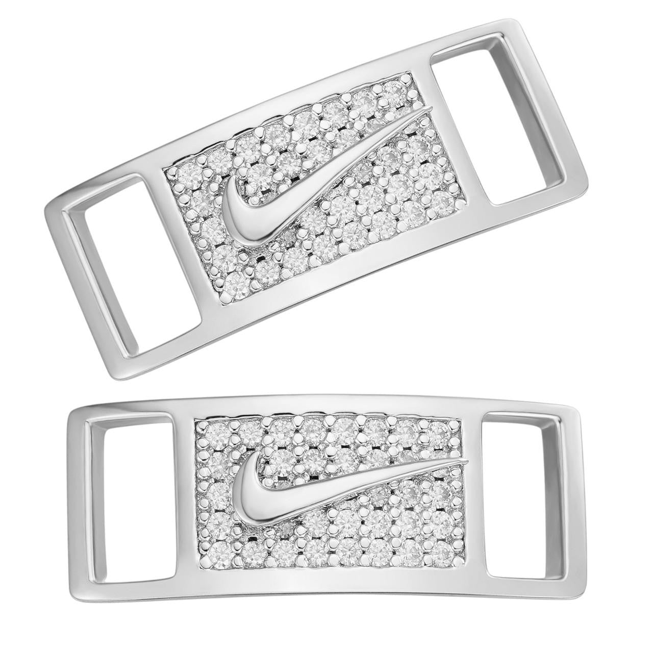 Iced Solid 925 Silver Moissanite Swoosh Lace Locks For Sneakers AF1 ...