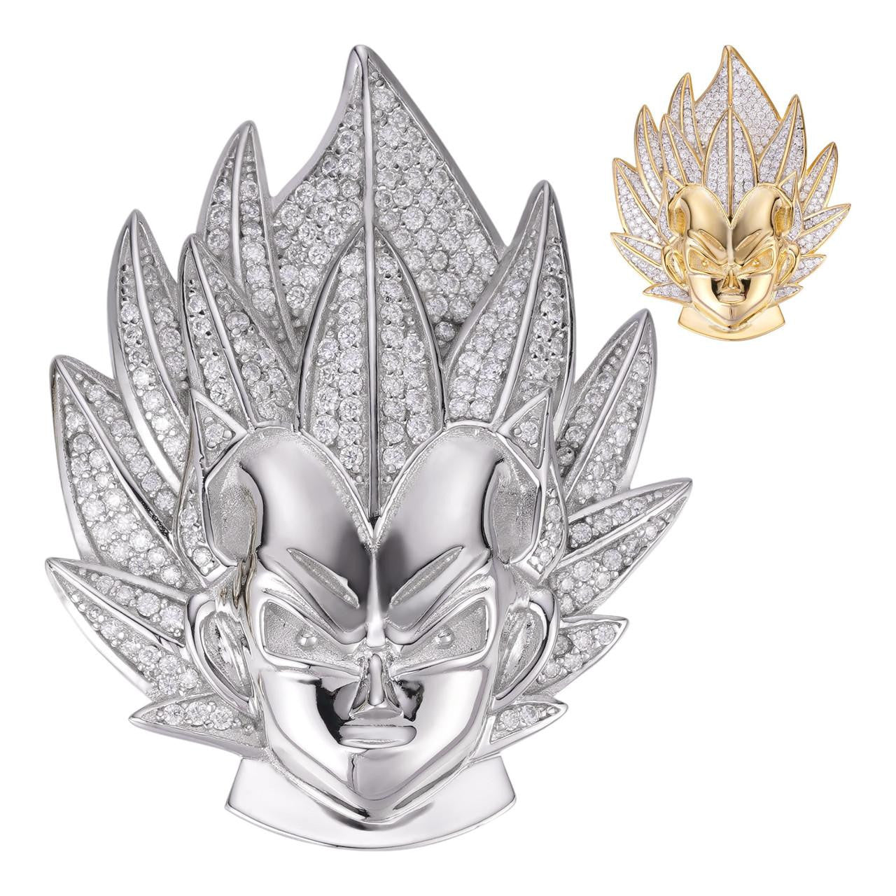 MOISSANITE Real Silver / Gold Plated Iced Goku Super Saiyan Dragon Ball ...