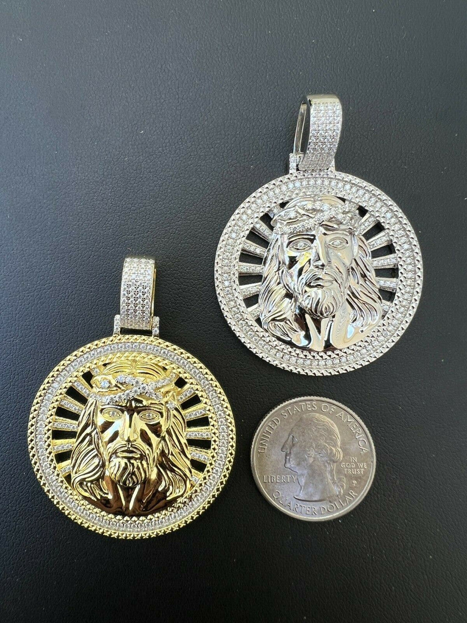 Moissanite Jesus Round Medallion Pendant Necklace Iced Hip Hop Pass ...