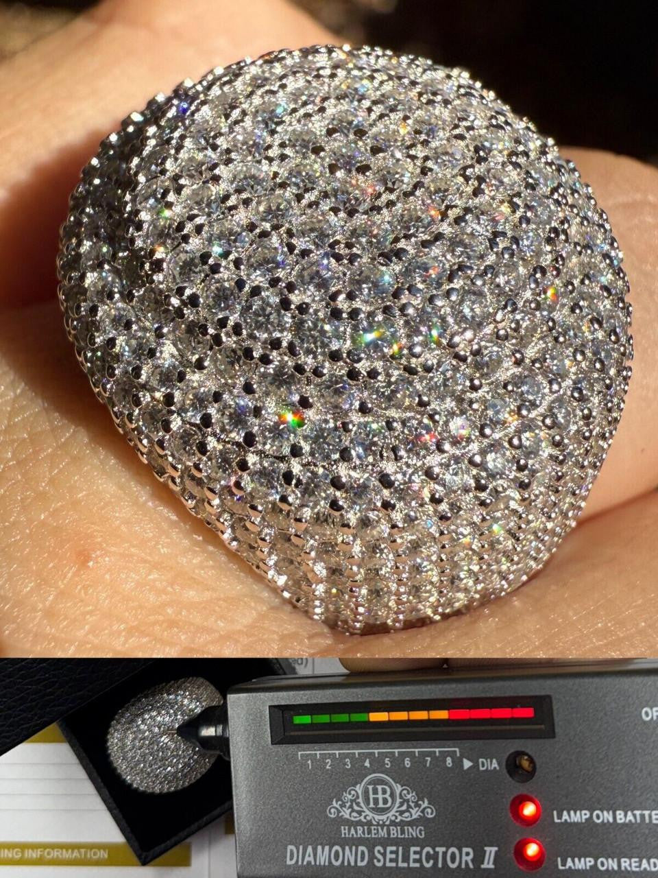 MOISSANITE Mens Huge Fully 3D Rapper Dome Iced Hip Hop Ring 925 ...