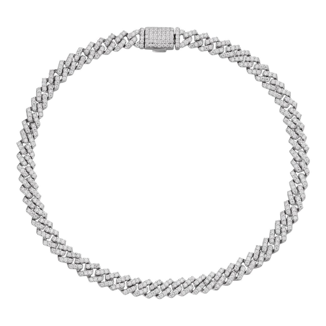 MOISSANITE Real Mini 5mm Micro Miami Cuban Link Prong Bracelet Iced 925 ...