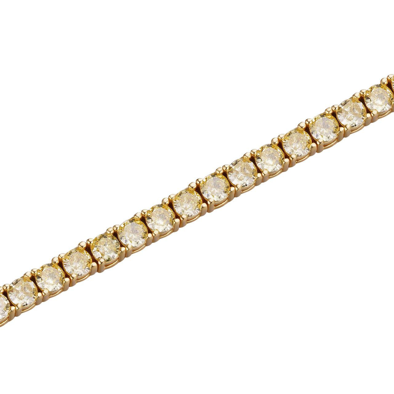 MOISSANITE ennis Chain 14k Gold Plated 925 Silver Yellow Canary ...