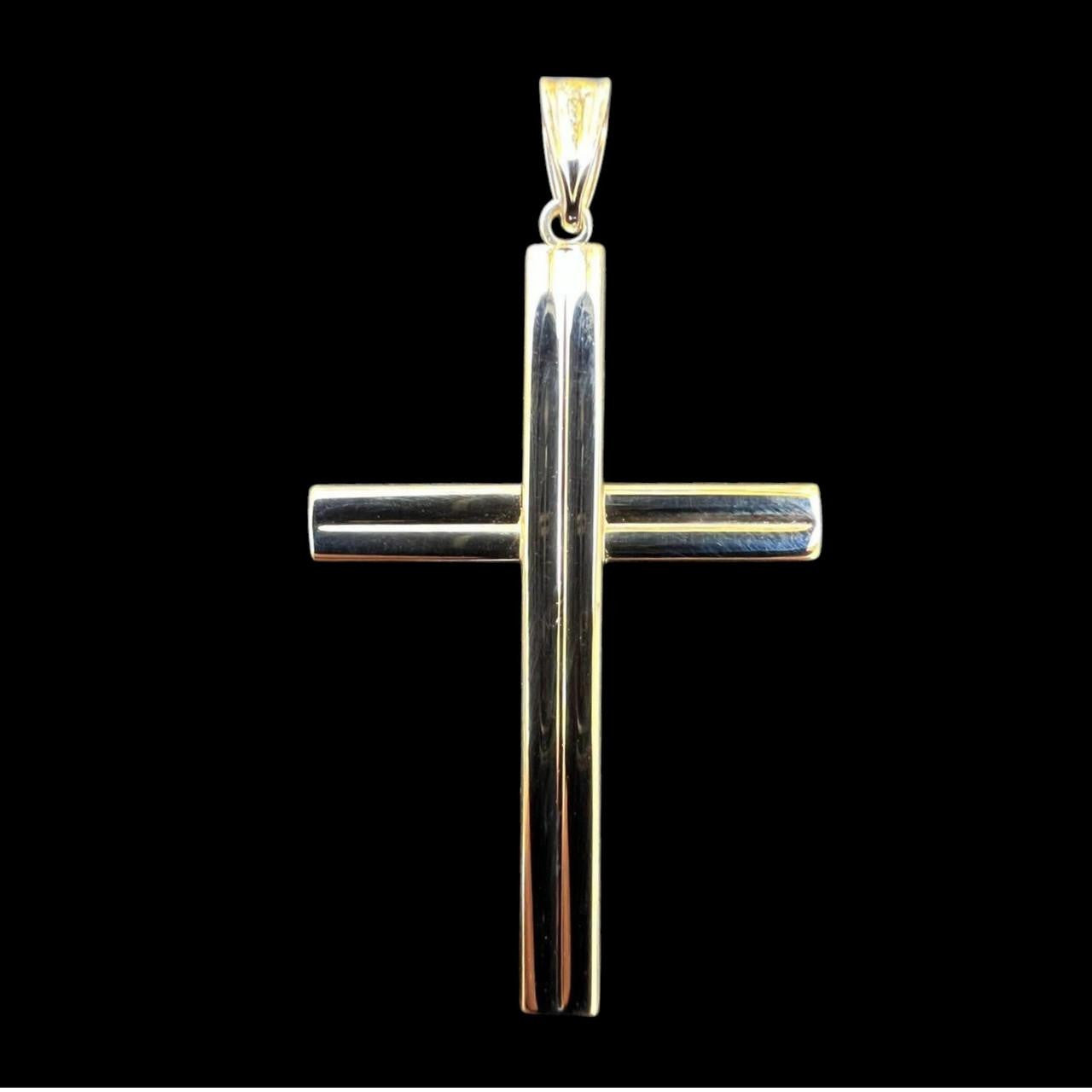 14k Yellow Gold Plain Cross Crucifix Pendant Necklace Mens Ladies Large ...