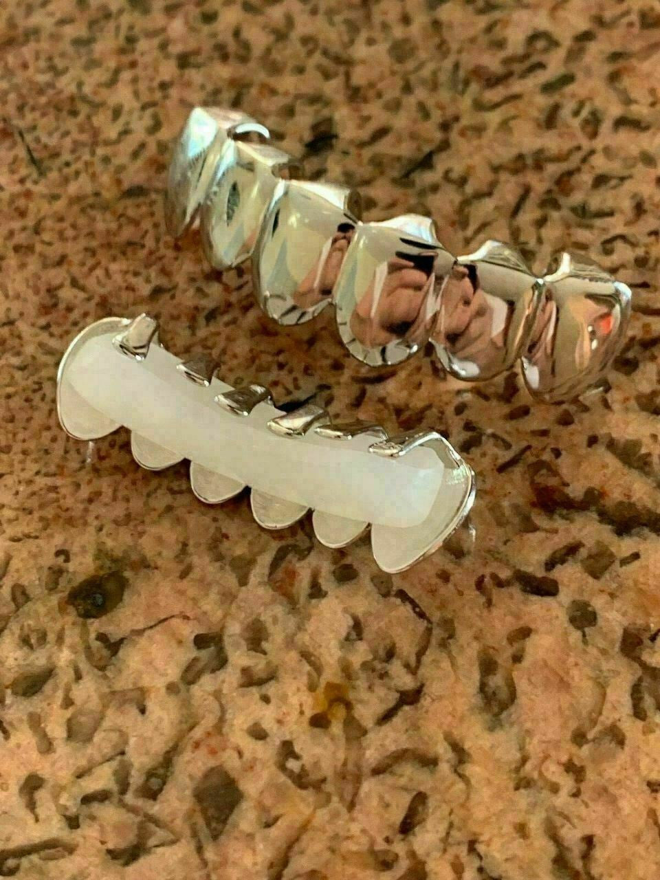Real 925 Sterling Silver - GRILLZ Top Bottom Hip Hop Grills 6 8 Or ...