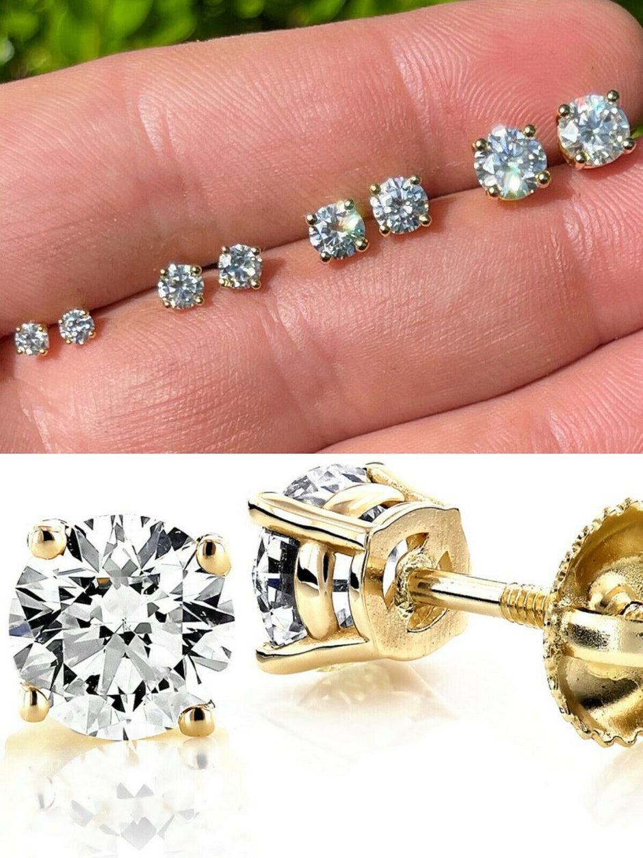 Moissanite Stud Earrings - Gold, Silver & Iced Out Styles Stud Earrings ...