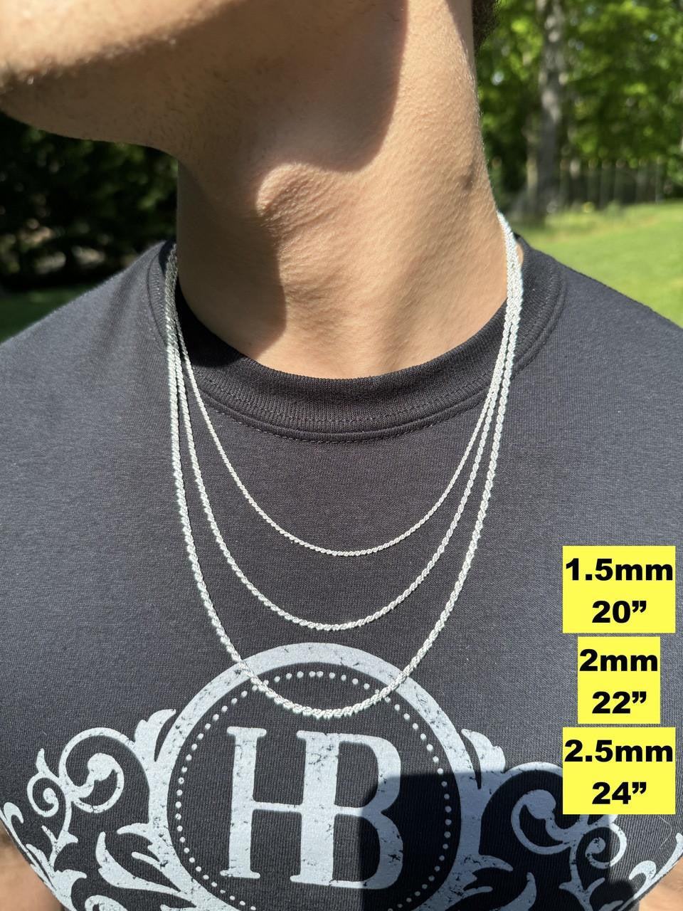 Women's & Men's 925 Silver Rope Chain | Harlem Bling – Harlembling