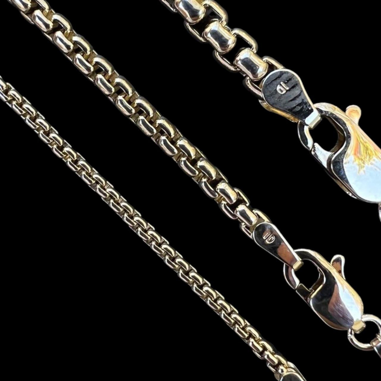 14k Real Solid Yellow Gold Rounded Box Rolo Chain 1.5mm-3.5mm 16-24 ...