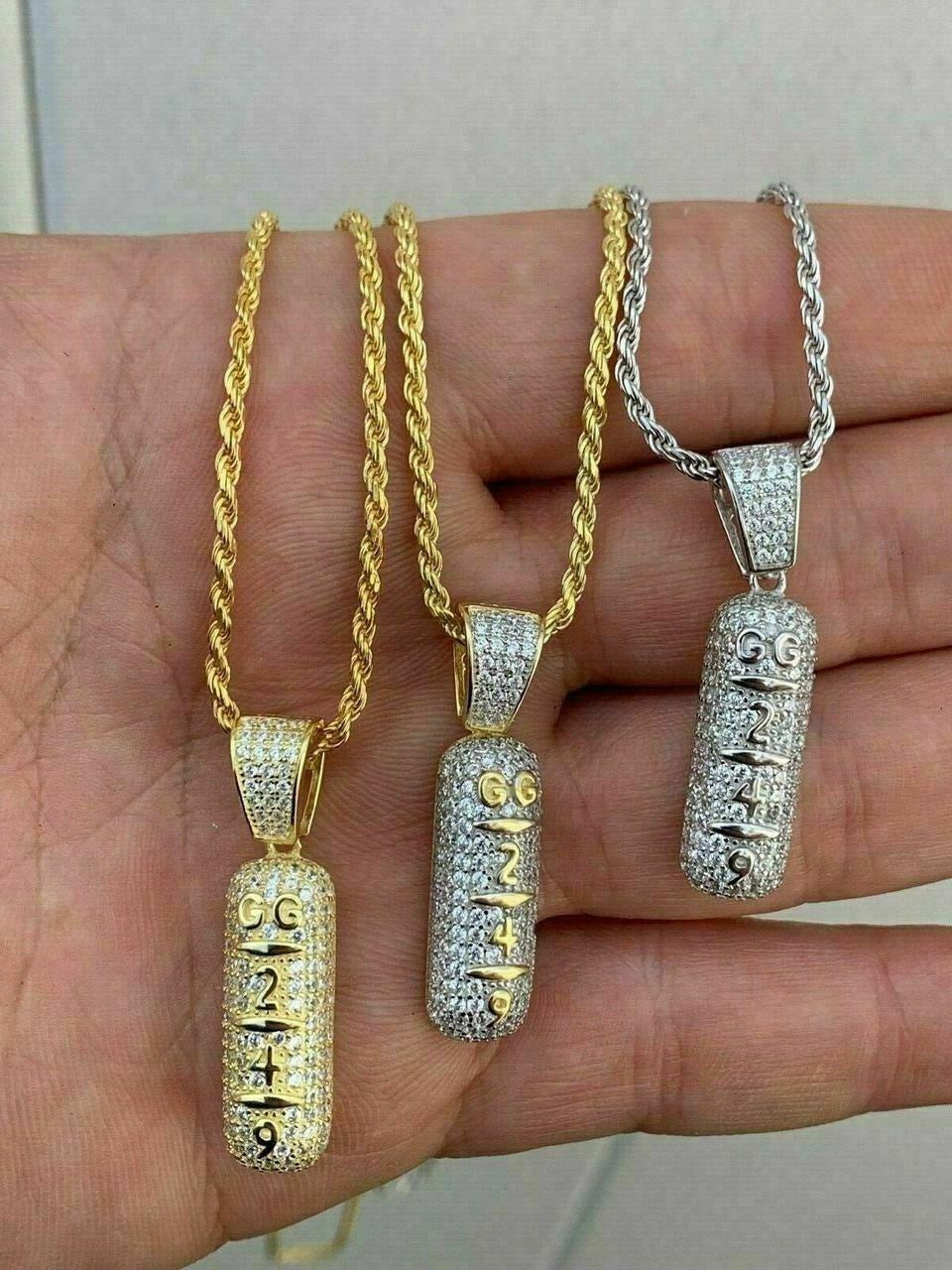 Solid 925 Silver 14k Gold Plated XANAX Pill Bar Pendant Necklace Lil ...