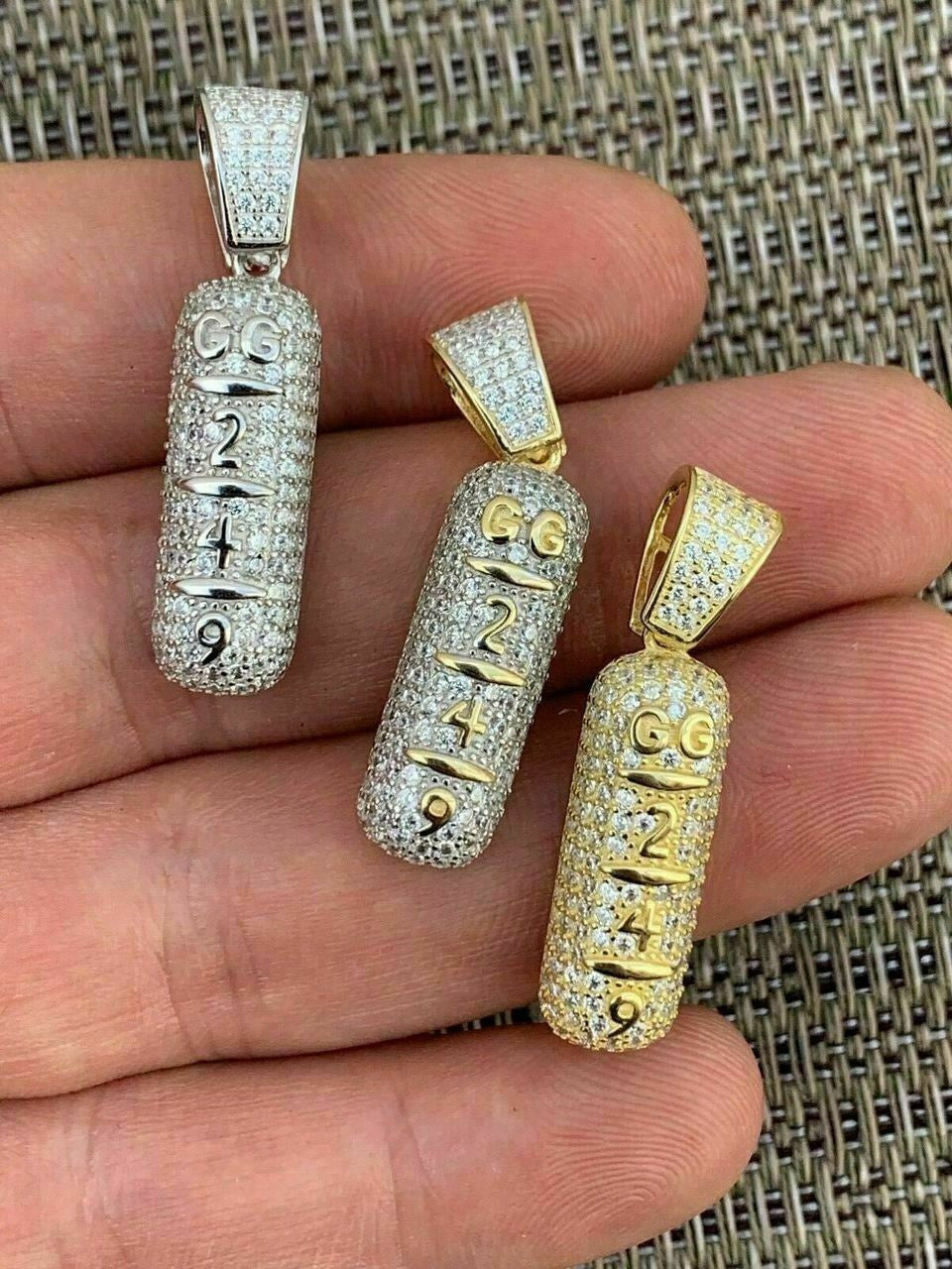 Solid 925 Silver 14k Gold Plated XANAX Pill Bar Pendant Necklace Lil ...