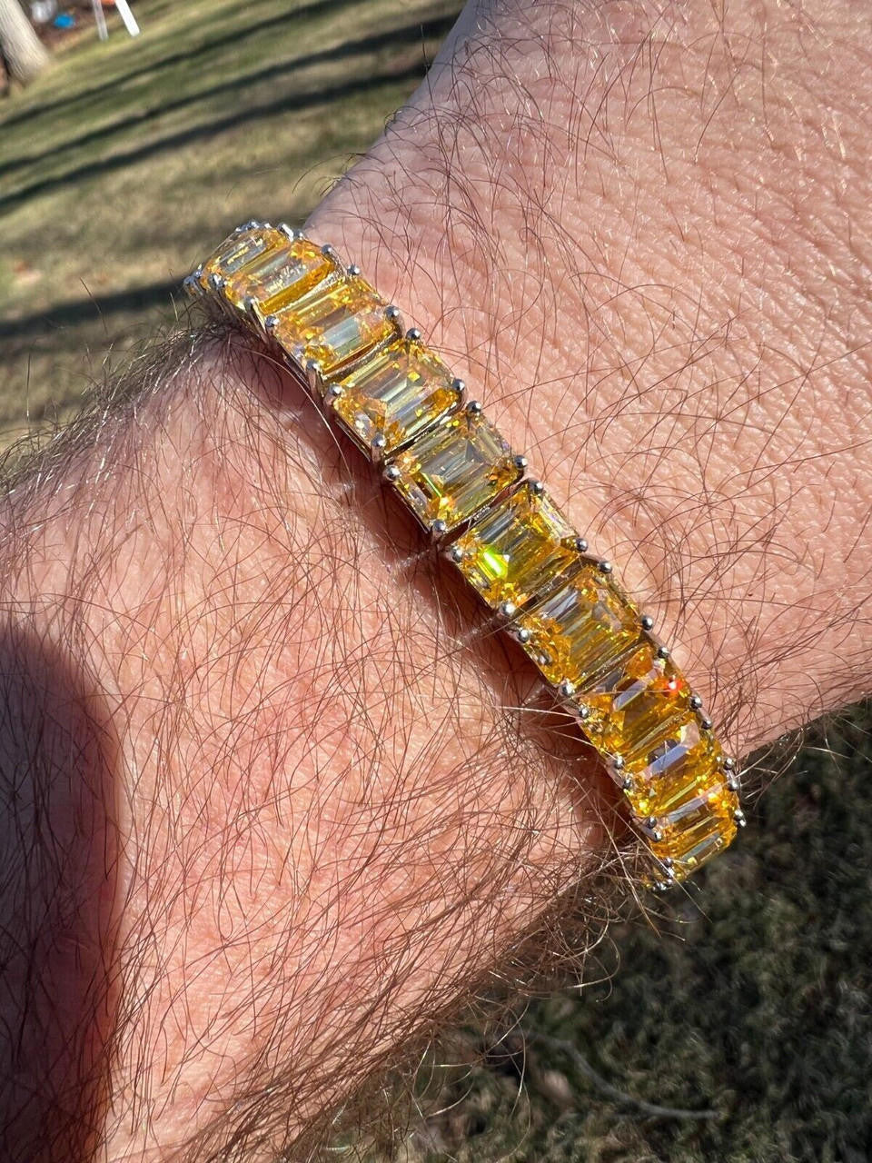 Yellow Canary 60ct MOISSANITE 8mm Tennis Bracelet 925 Silver Pass ...