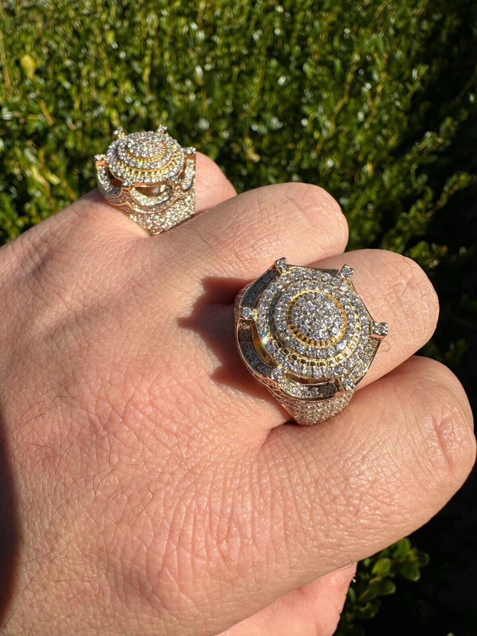 3.38ct Real Diamond Hip Hop Solid 14k Yellow Gold Iced King Crown ...