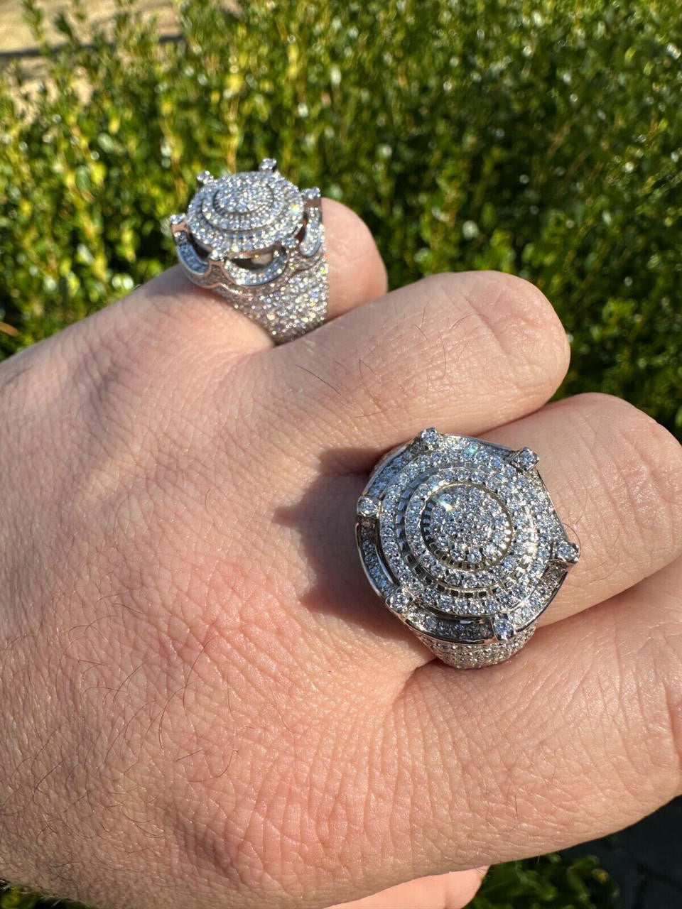 3.38ct Real VVS Diamond Hip Hop Solid 925 Natural Silver Iced King ...