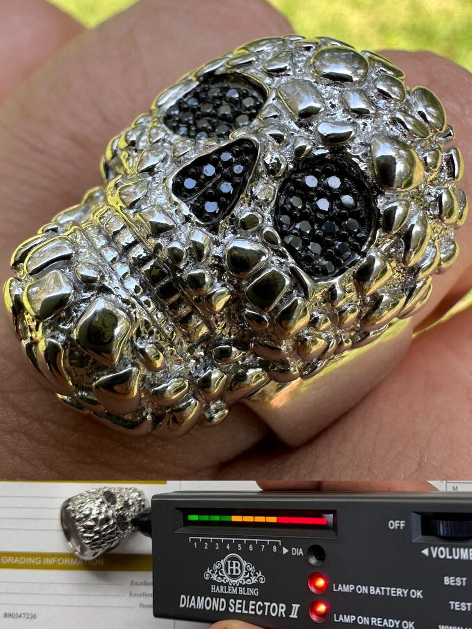 MOISSANITE Skull Ring for Men - 925 Silver Nugget Ring – Harlembling