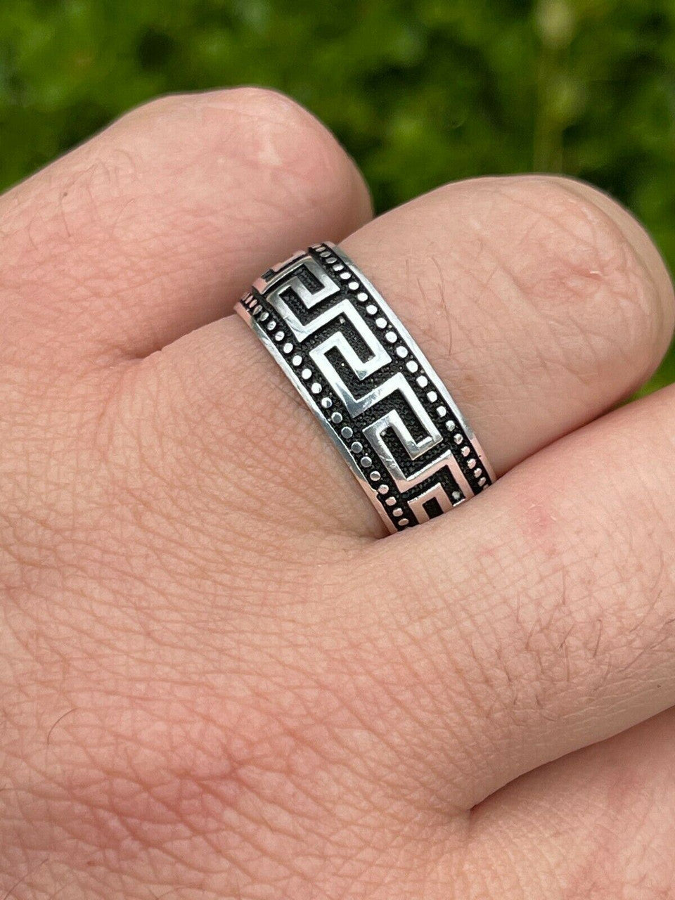 Mens Plain Ring Real 925 Sterling Silver & Black Oxidized Wedding Band ...