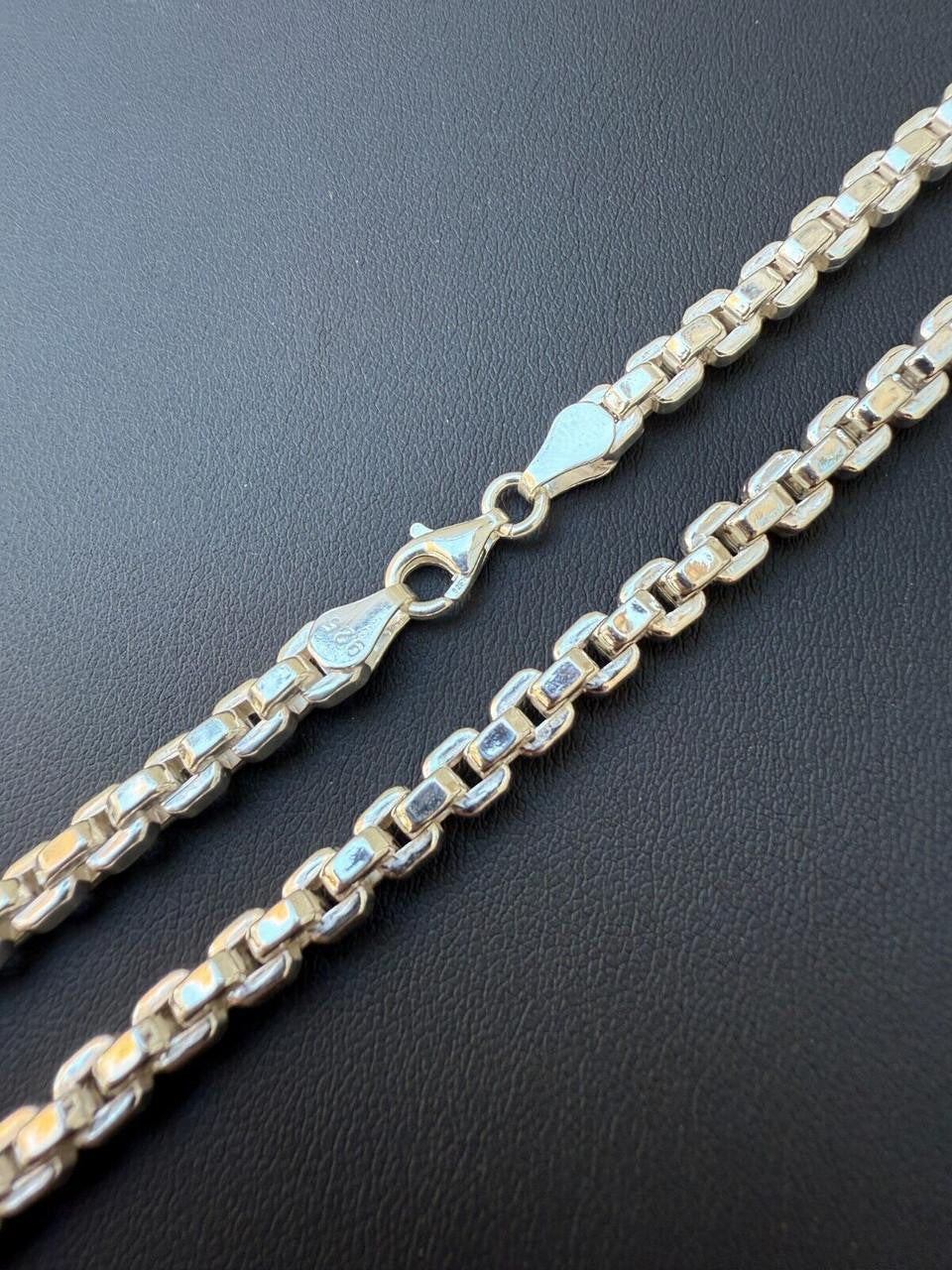 Real 925 Sterling Silver 5mm Men's Puff Box Rolo Hermes Link Chain ...