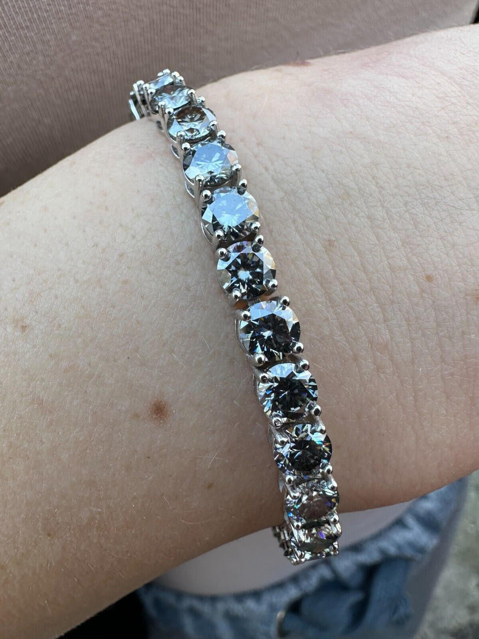 Real Iced Blue Gray MOISSANITE 5mm Tennis Bracelet 925 Silver Pass Dia ...