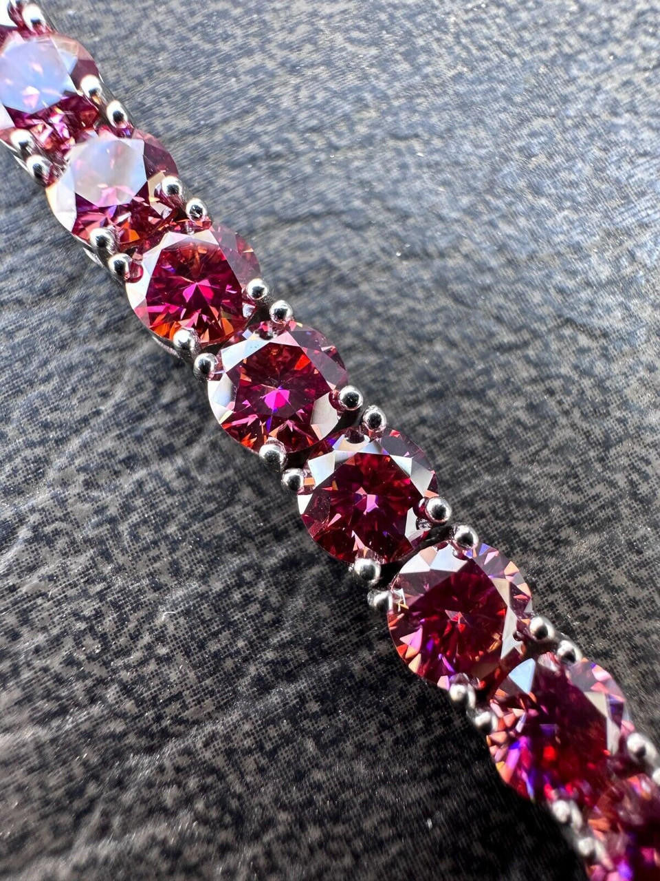 Real Iced Pink MOISSANITE 5mm Tennis Bracelet 925 Silver Pass Diamond ...