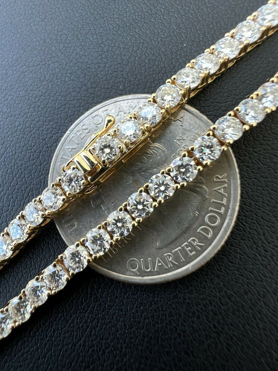 Real Solid 10k Gold 3mm Moissanite Tennis Chain Necklace - Passes Diam ...